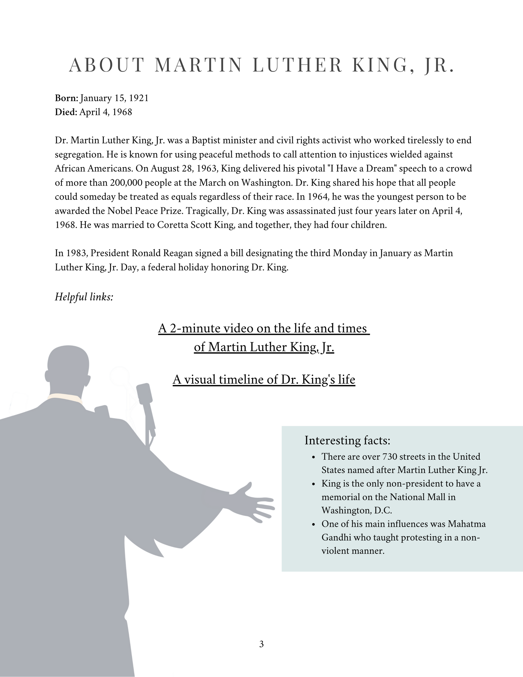 Martin Luther King, Jr. Day - Mini Unit Study – Brighter Day Press